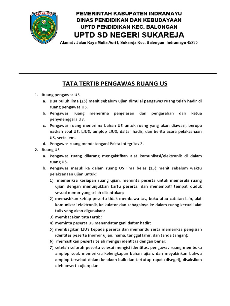 Tata Tertib Pengawas Peserta Ujian 23 | PDF