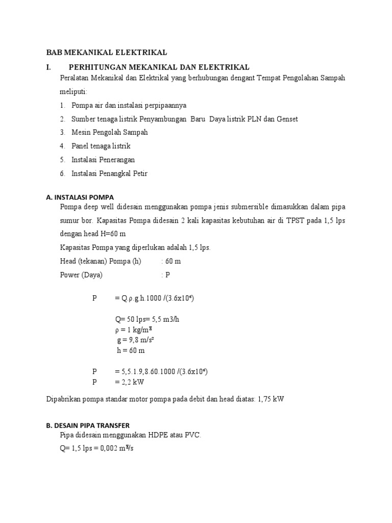 MEKANIKAL DAN ELEKTRIKAL | PDF