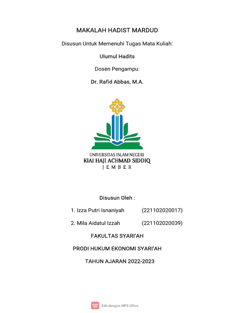 Pengertian dan Klasifikasi Hadis Mardud | PDF