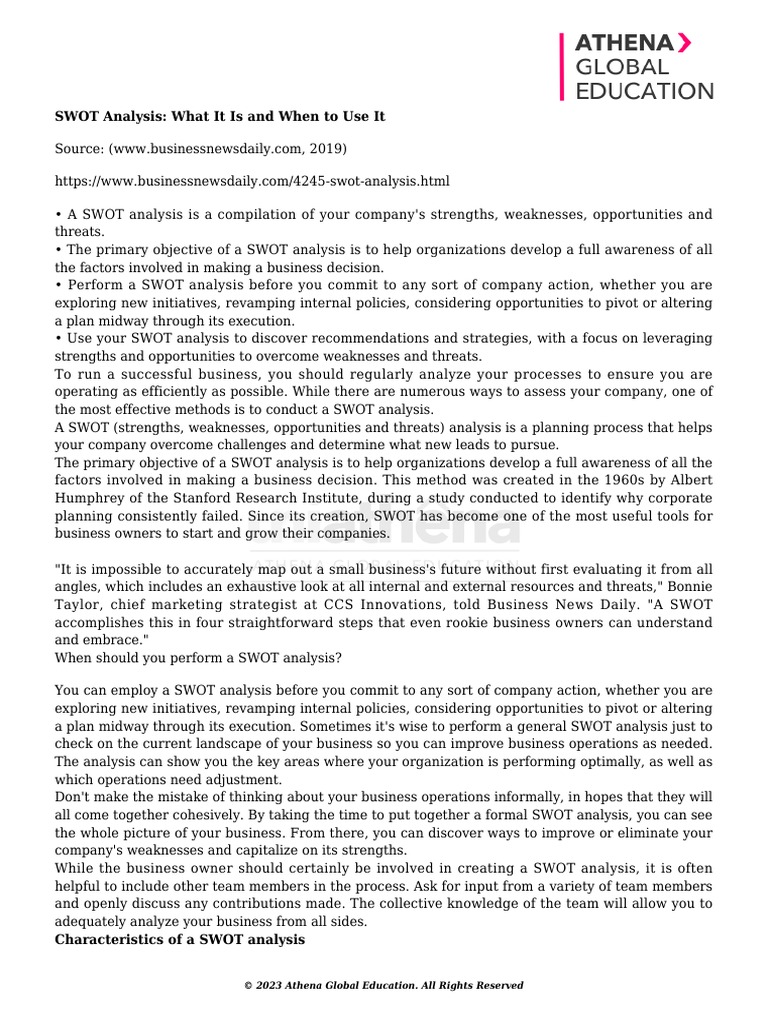 SWOT Analysis | Download Free PDF | Swot Analysis | Business