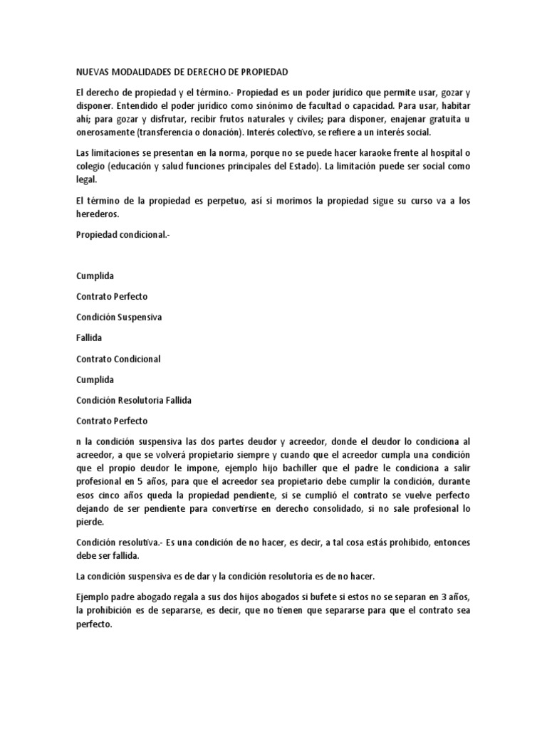 NUEVAS MODALIDADES DE DERECHO DE PROPIEDAD Civil II | PDF | Propiedad ...