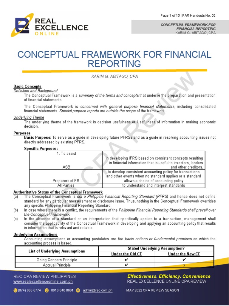 Conceptual Framework For Financial Reporting Pdf Historical Cost