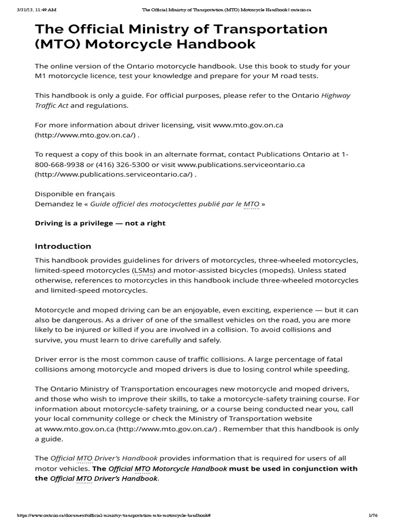 Ontario Motorcycle Licensing Guide | PDF | Clutch | Motorcycle