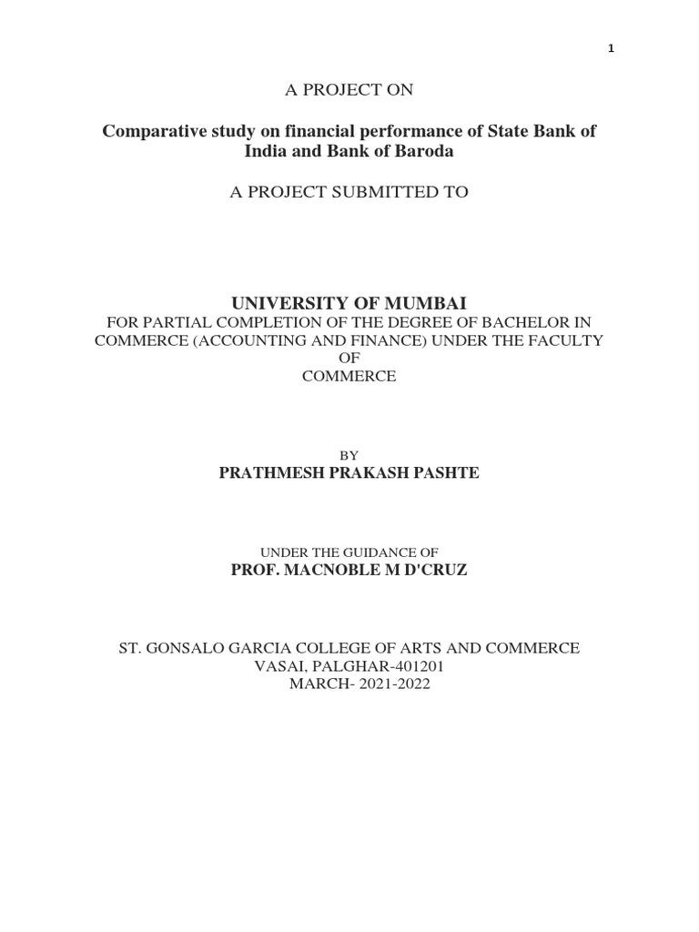 Comparative Financial Performance Analysis of State Bank of India and ...