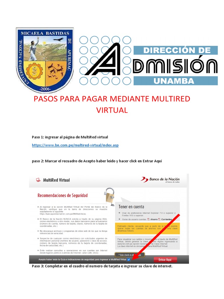 Pasos para Pagarmediante Multired Virtual | PDF