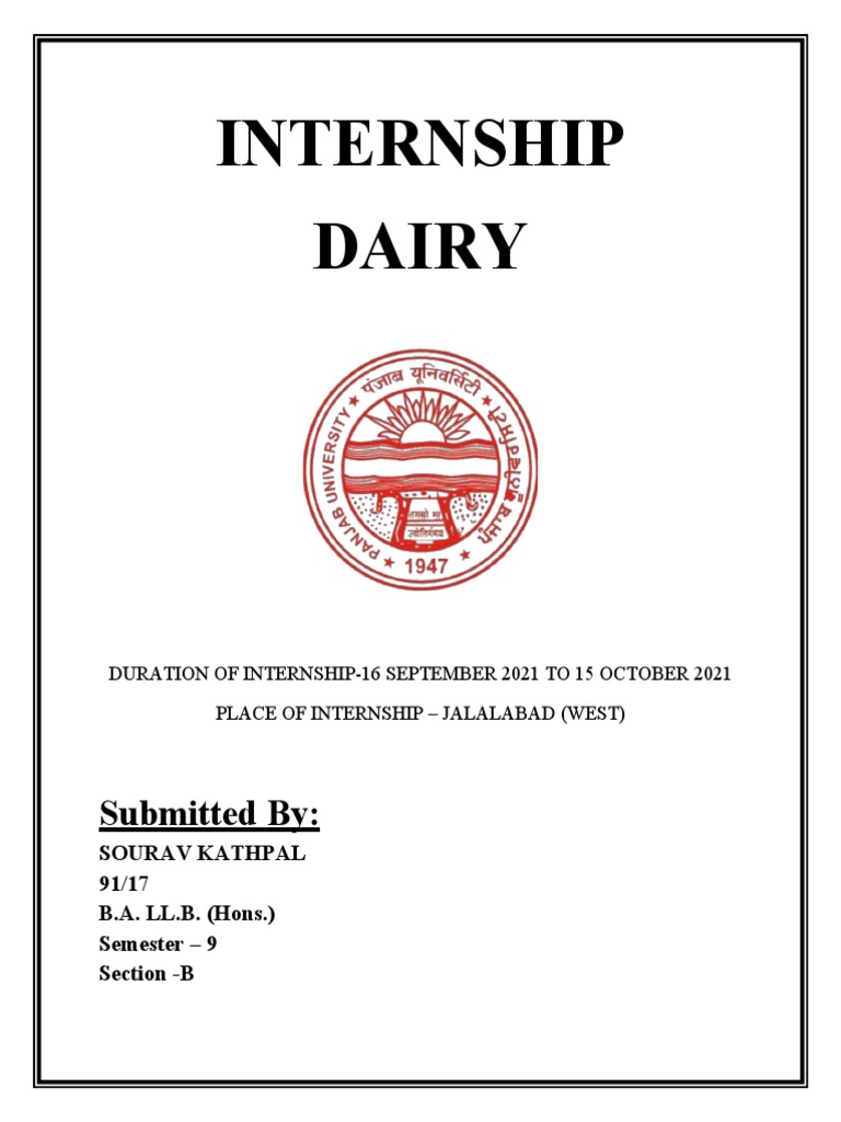 Internship Diary FINAL SOURAV KATHPAL 91 | PDF | Lawsuit | Cheque