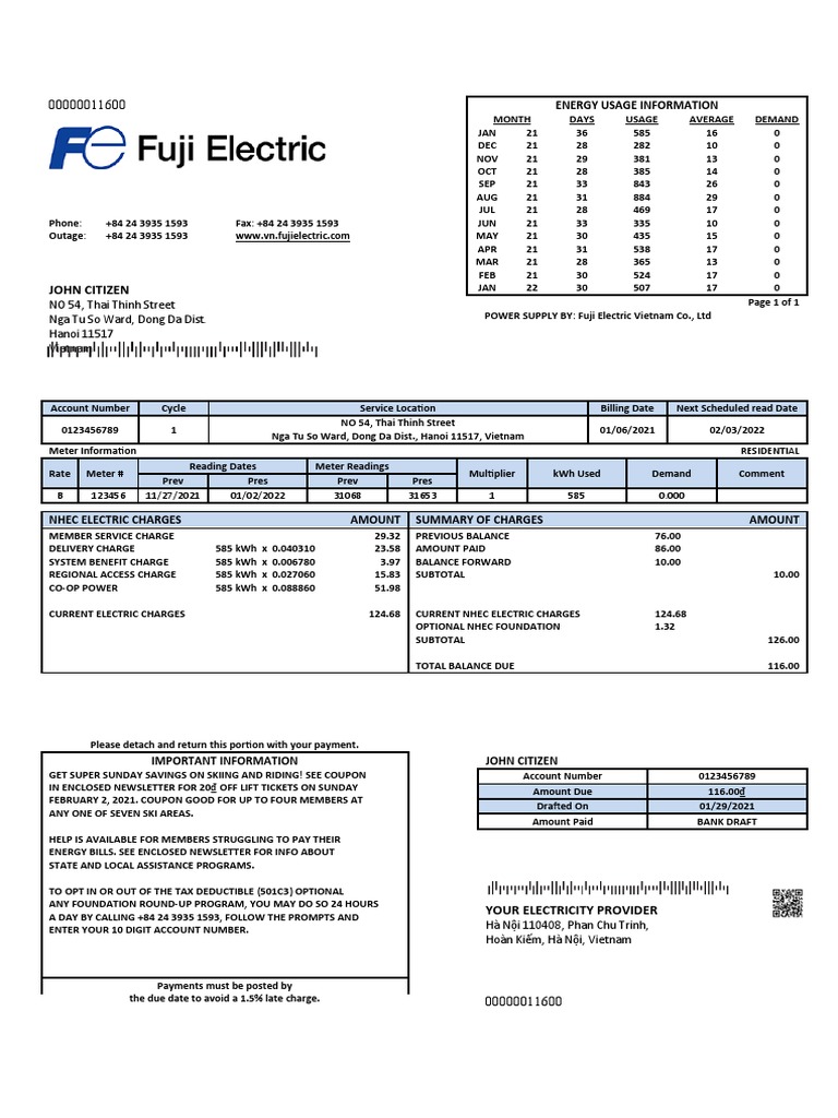 Energy Usage and Billing Report for January 2022 | PDF | Government Finances | Taxes