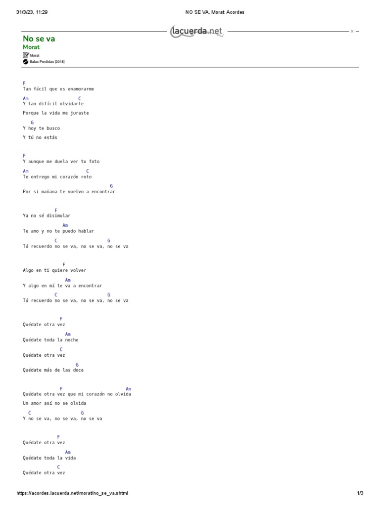 NO SE VA, Morat - Acordes | PDF