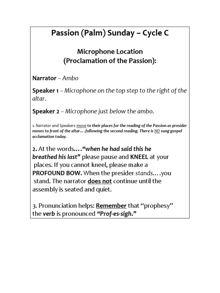Passion (Palm) Sunday - Cycle C: Microphone Location (Proclamation of ...