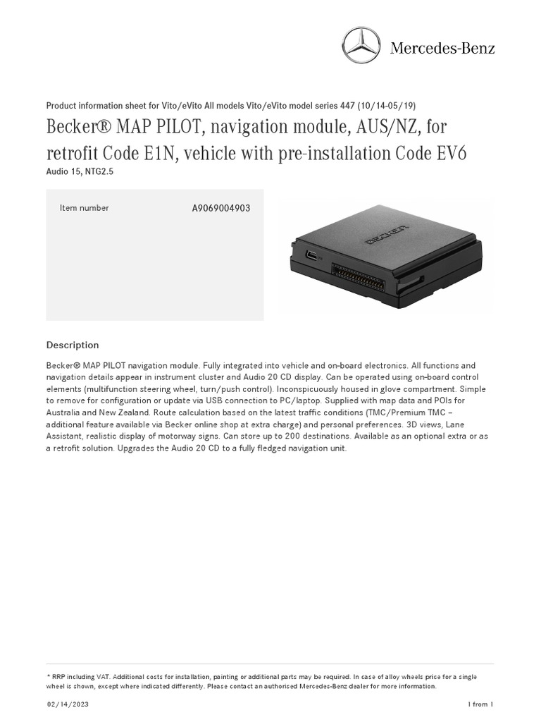 Becker® MAP PILOT, Navigation Module | PDF | Business