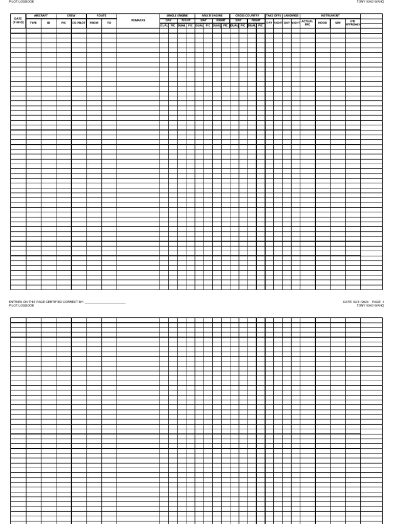 Canadian Excel Pilot Logbook Pdf
