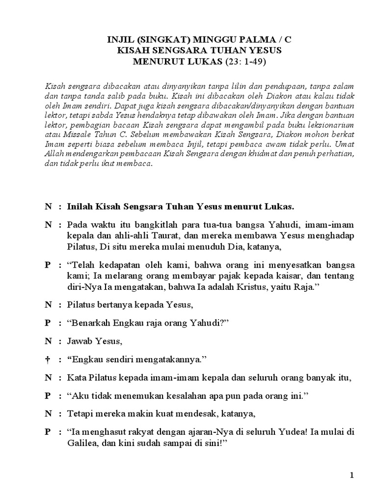 Passio Minggu Palma - C-1 | PDF