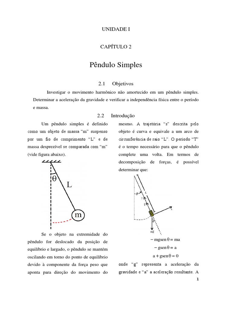 Experimento do pêndulo simples determina g | PDF | Pêndulo | Massa