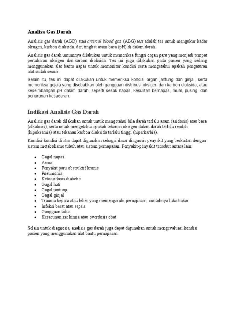 Analisa Gas Darah | PDF