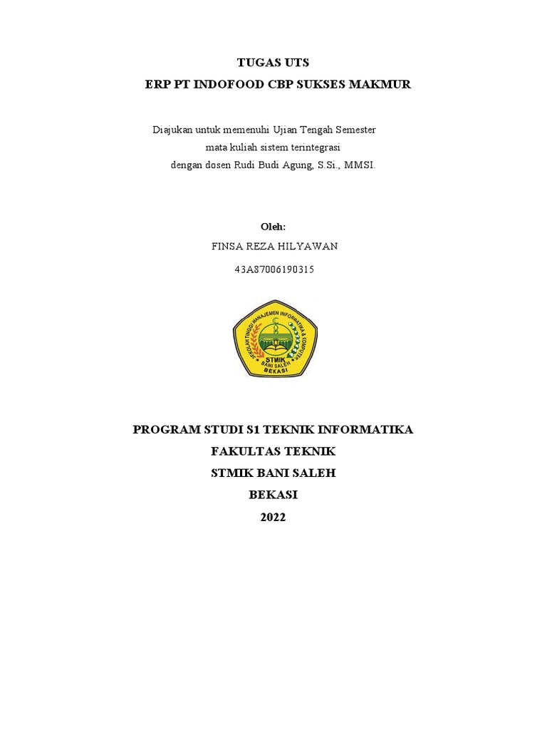 Finsa Reza Hilyawan - UTS - ERP - PT - INDOFOOD - CBP - SUKSES | PDF | Pengelolaan Keuangan ...