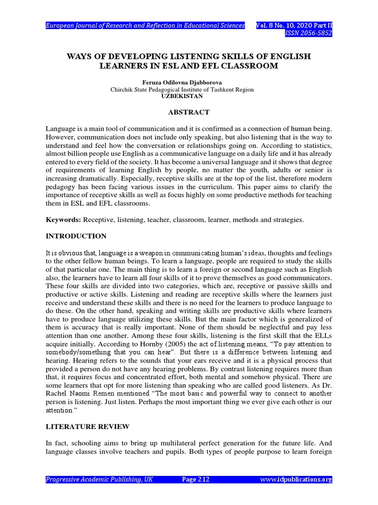 Enhancing ESL Listening Skills Strategies | PDF | Reading Comprehension ...
