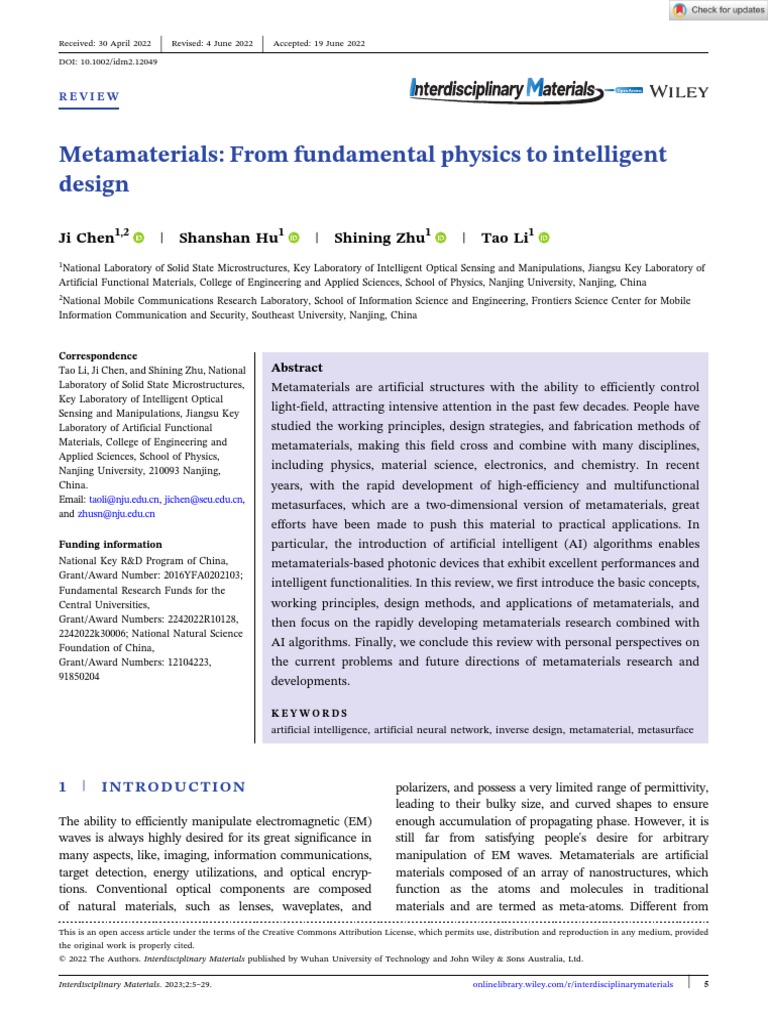 Metamaterials: From Fundamental Physics To Intelligent Design | PDF ...