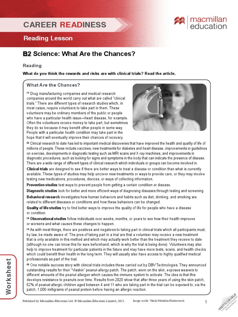 Careerreadiness b2 Science Worksheet 248440 | PDF | Medical Diagnosis ...