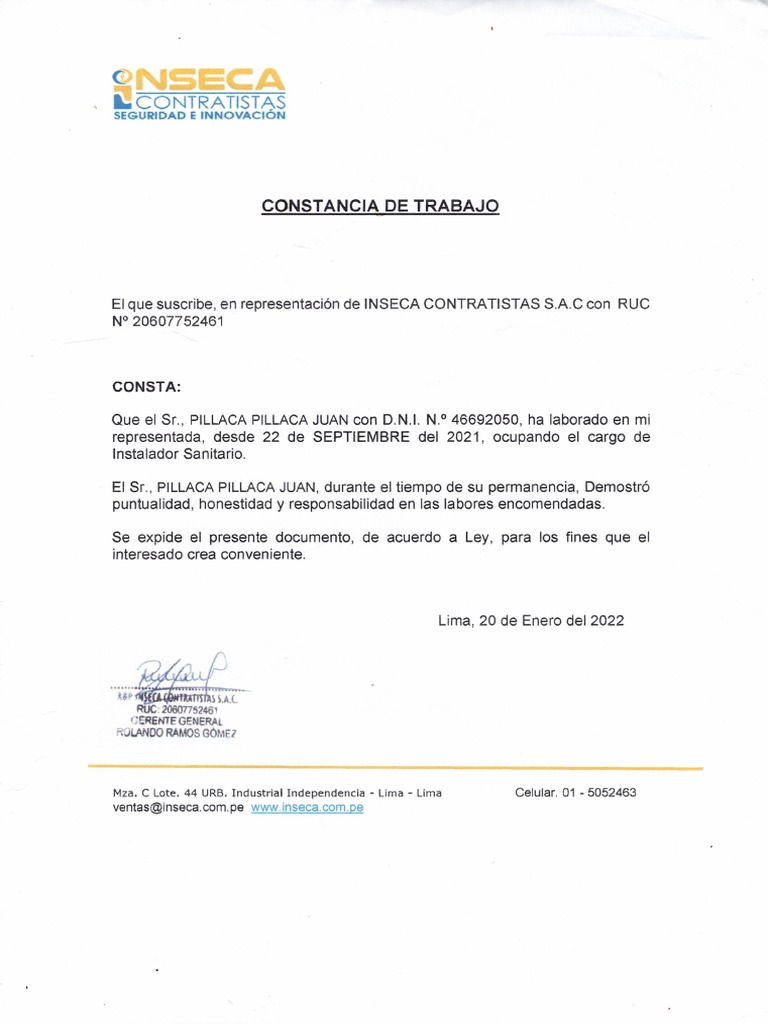 Certificados de Trabajo | PDF