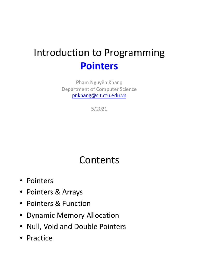 Slide5 Pointer | PDF | Pointer (Computer Programming) | Variable ...