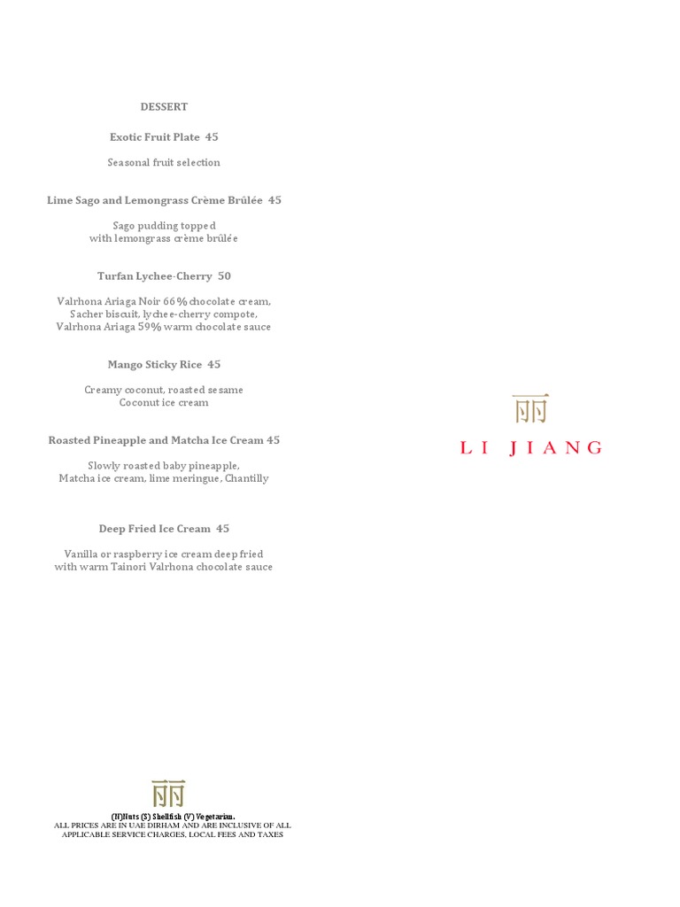 Li Jiang - Dinner Menu 2019 | PDF | Curry | Thai Cuisine