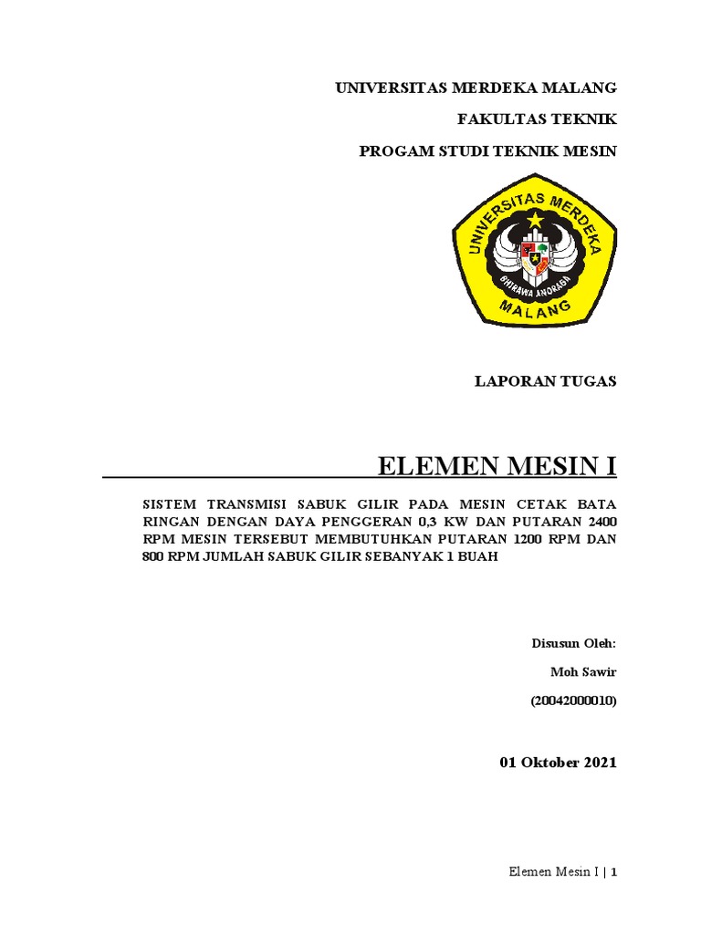 Laporan Elemen Mesin 1 | PDF