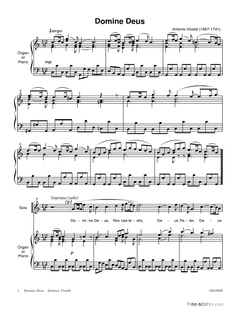 Domine Deus by Vivaldi - Voice and Piano | PDF