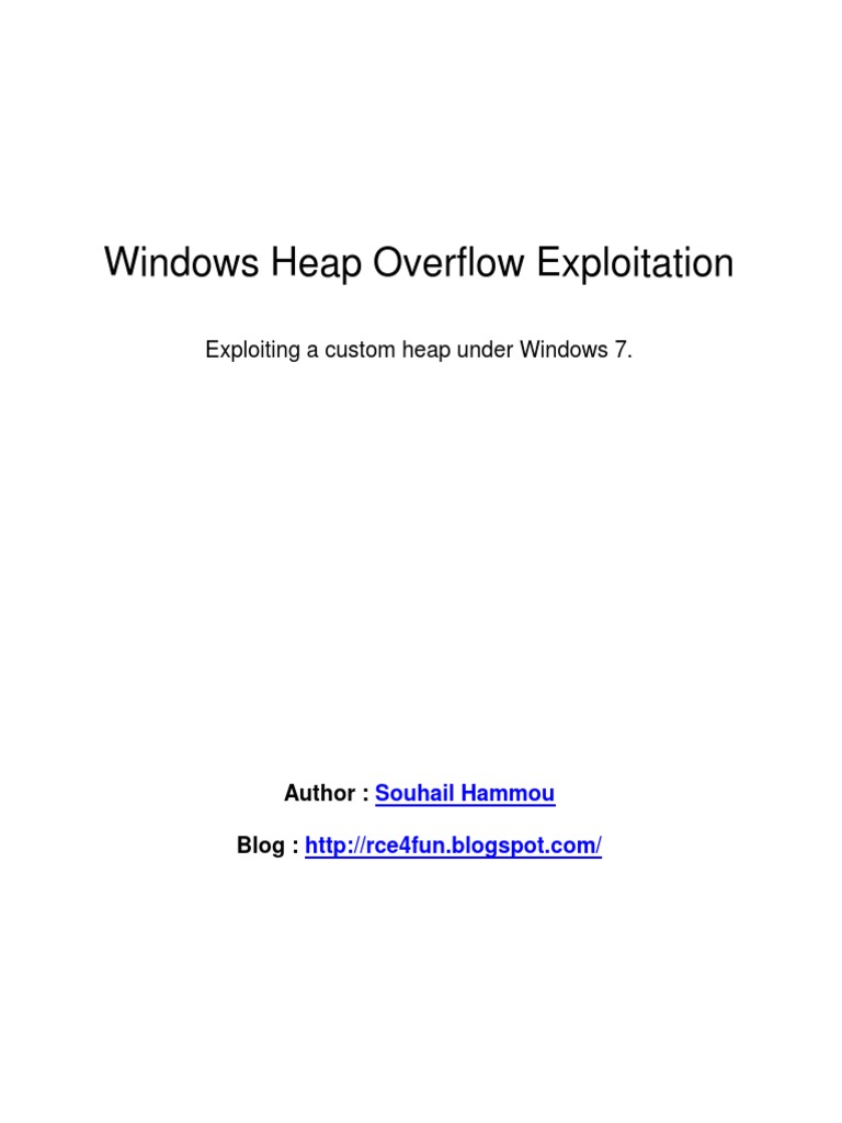 Windows Heap Overflow Exploitation | PDF | Pointer (Computer Programming) | Software Engineering