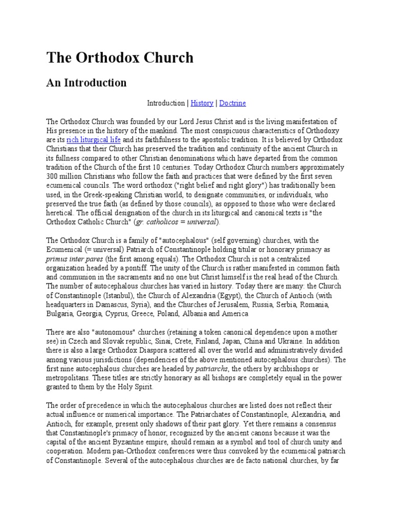 The Orthodox Church | PDF | Eastern Orthodox Church | Christian ...