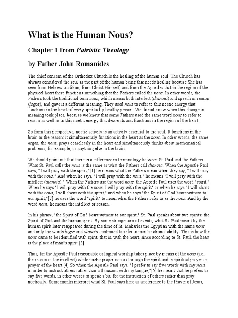 What Is The Human Nous | PDF | Nous | Logos (Christianity)