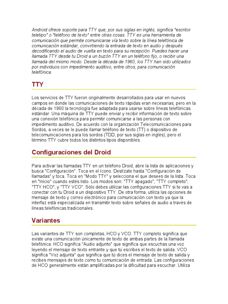 Android Ofrece Soporte para TTY Que | PDF | Teléfonos móviles | Teléfono