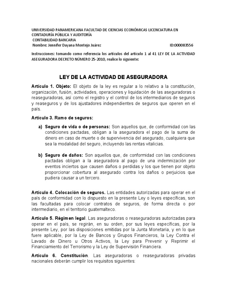 Ley de la actividad aseguradora: artículos 1 al 41 | PDF | Seguro | Reaseguro