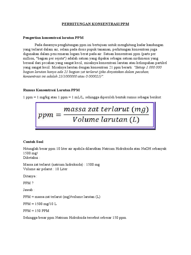 Perhitungan Konsentrasi PPM Dan Pengenceran | PDF