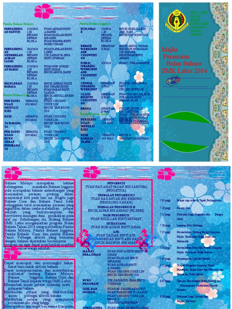 Brosur Dan Pamplet Majlis Perasmian Bulan Bahasa 2014.pub | PDF