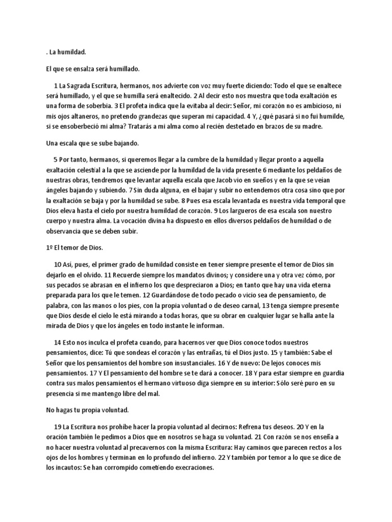 Grados de La Humildad. | PDF | Pecado | Amor
