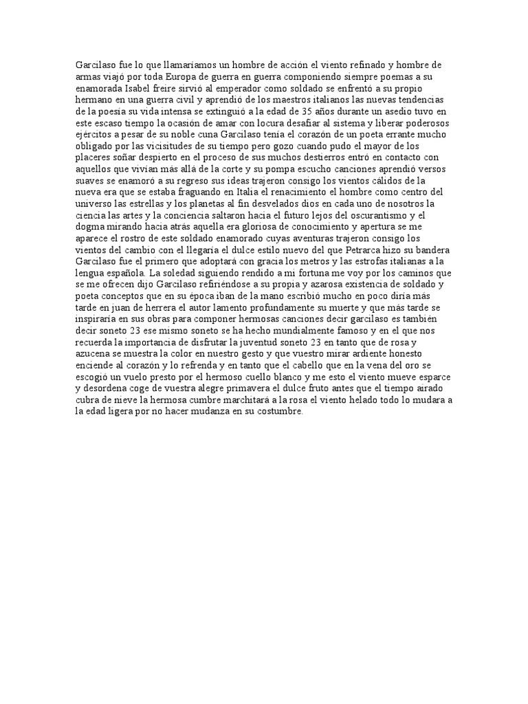 Garcilaso y el Soneto XXIII | PDF | Sonetos