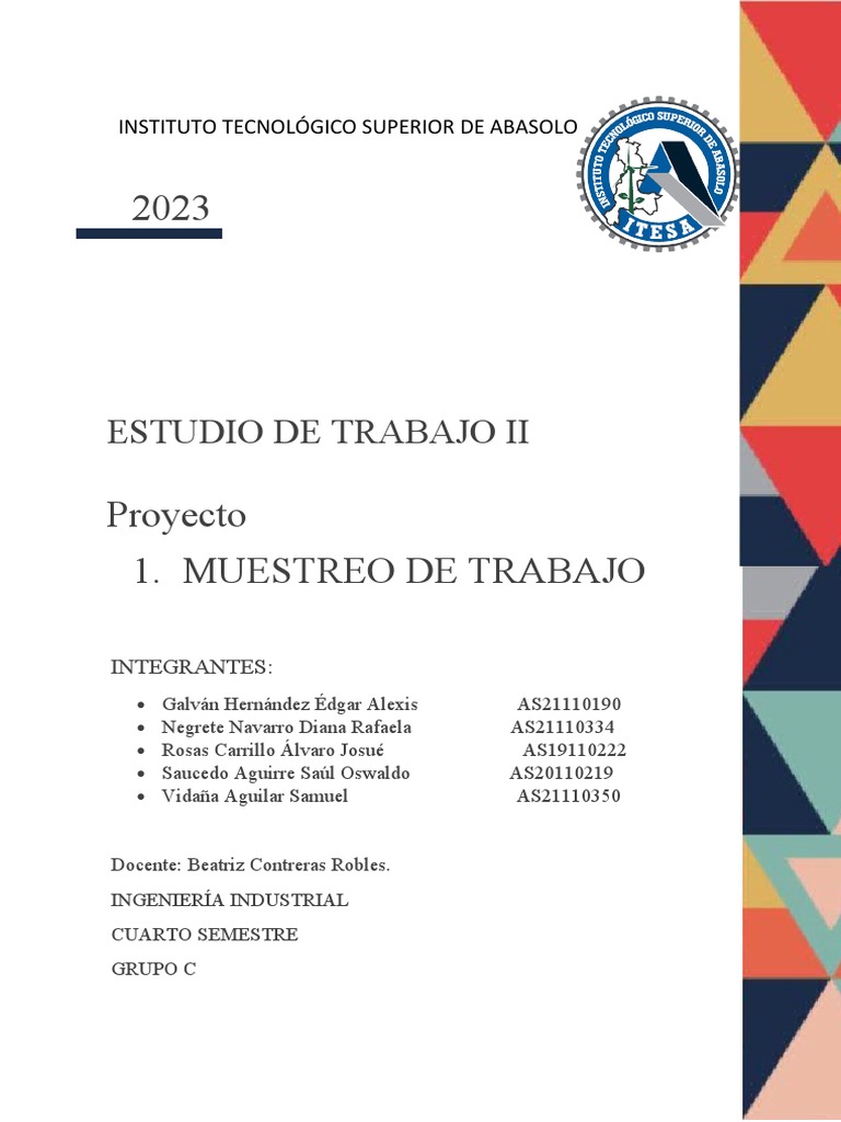 Proyecto Estudio Del Trabajo U2 | PDF | Diseño | Muestreo (Estadísticas)