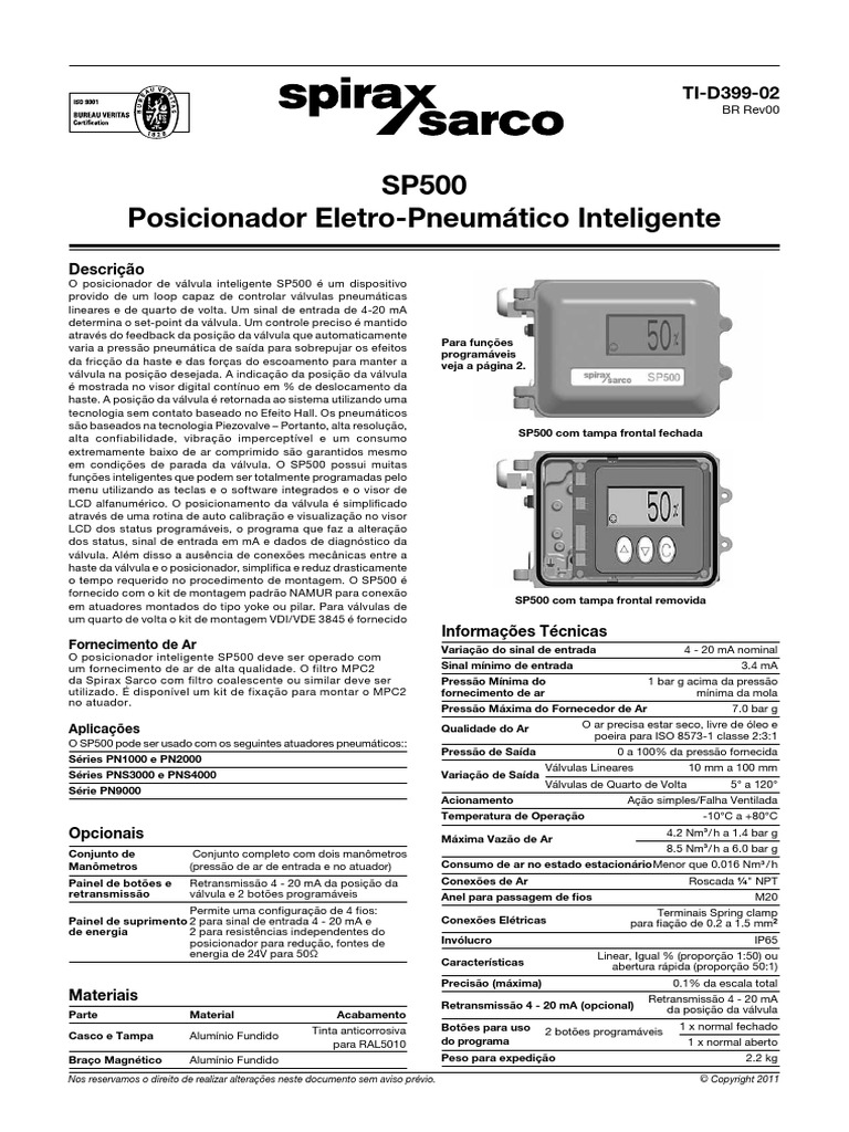 SP500 Posicionador Eletro-Pneumático Inteligente-Technical Information | PDF | Válvula ...