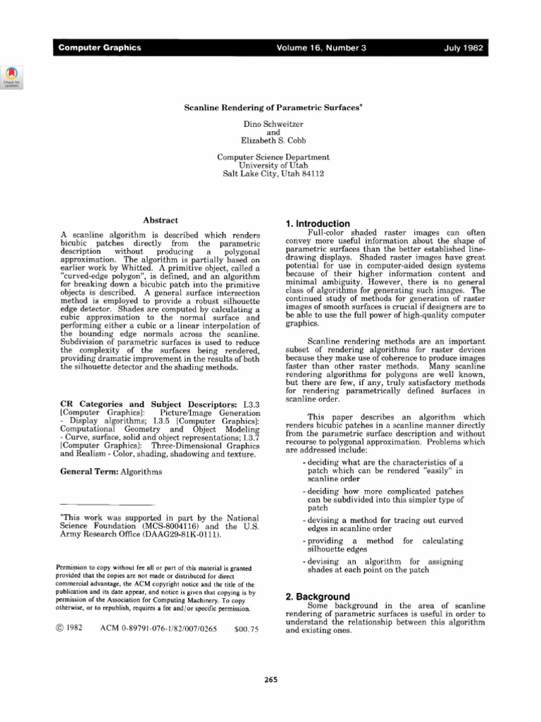 Scanline Rendering of Parametric Surfaces | PDF | Rendering (Computer ...