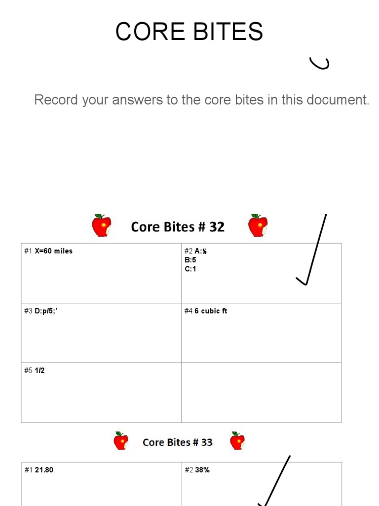 Core Bites: Record Your Answers To The Core Bites in This Document ...