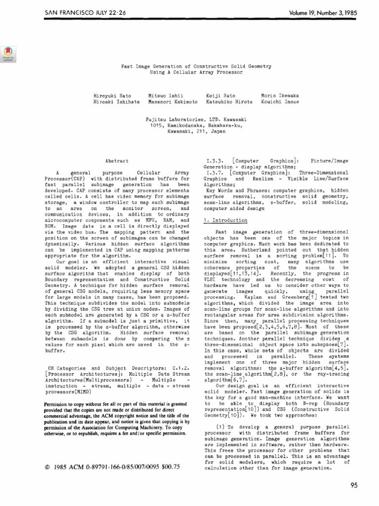 Fast Image Generation Of Constructive Solid Geometry Using A Cellular Array Processor Pdf