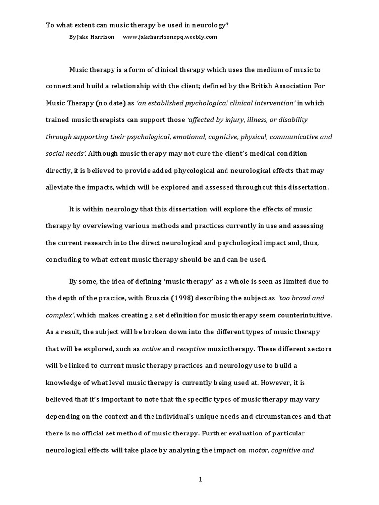 Epq Dissertation | PDF | Psychotherapy | Aphasia