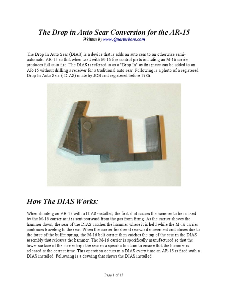 Drop in Auto Sear | PDF | Trigger (Firearms) | Components