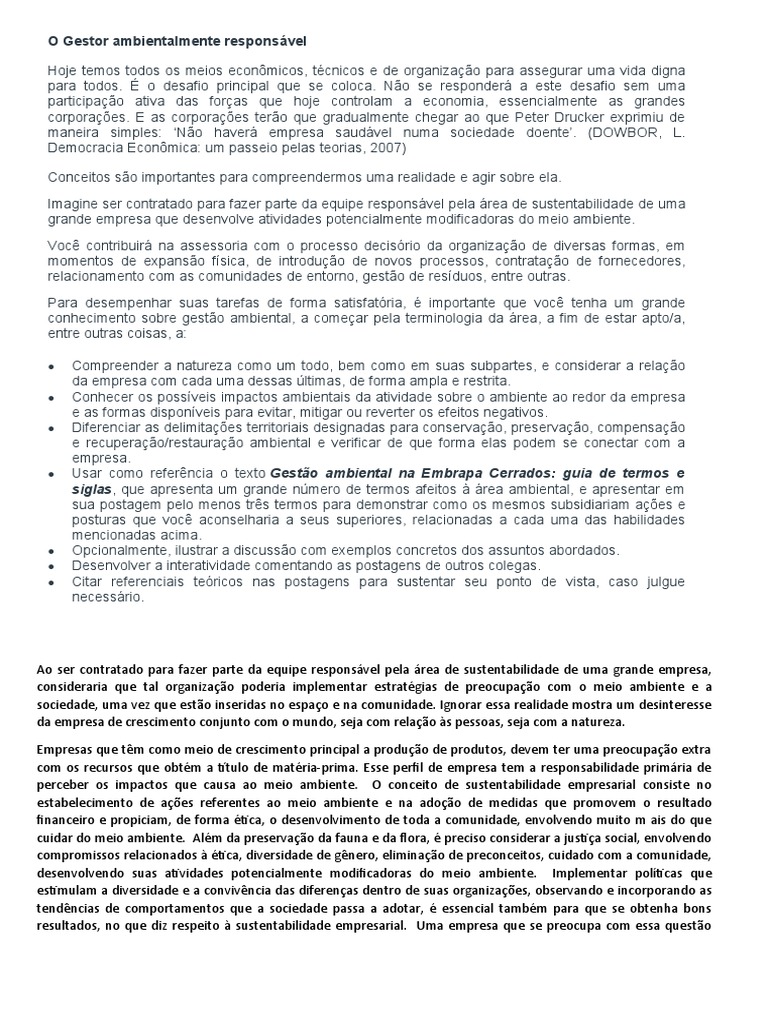 Gestão Ambiental Pdf Sustentabilidade Ambiente Natural