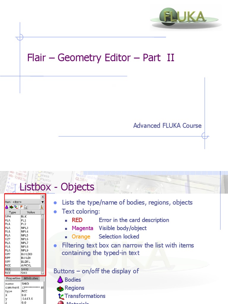 Advanced FLUKA Geometry Editing Guide | PDF | Geometry | Computing