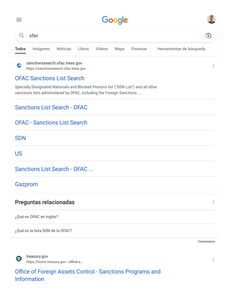 OFAC Sanctions List Search: Preguntas Relacionadas | PDF | Oficina de ...