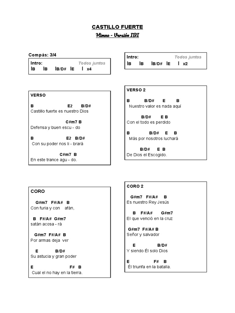 CASTILLO FUERTE (Himno - IBI) ACORDES | PDF