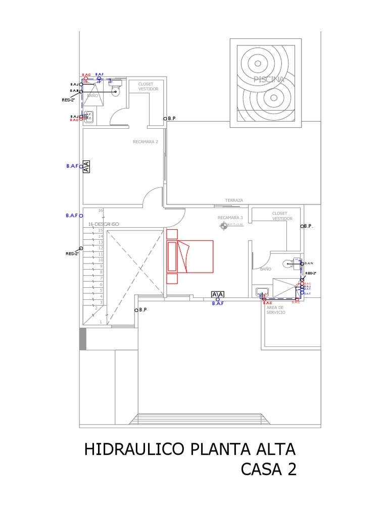 Planos Hidraulicos Casa 2 - Planta Alta | PDF