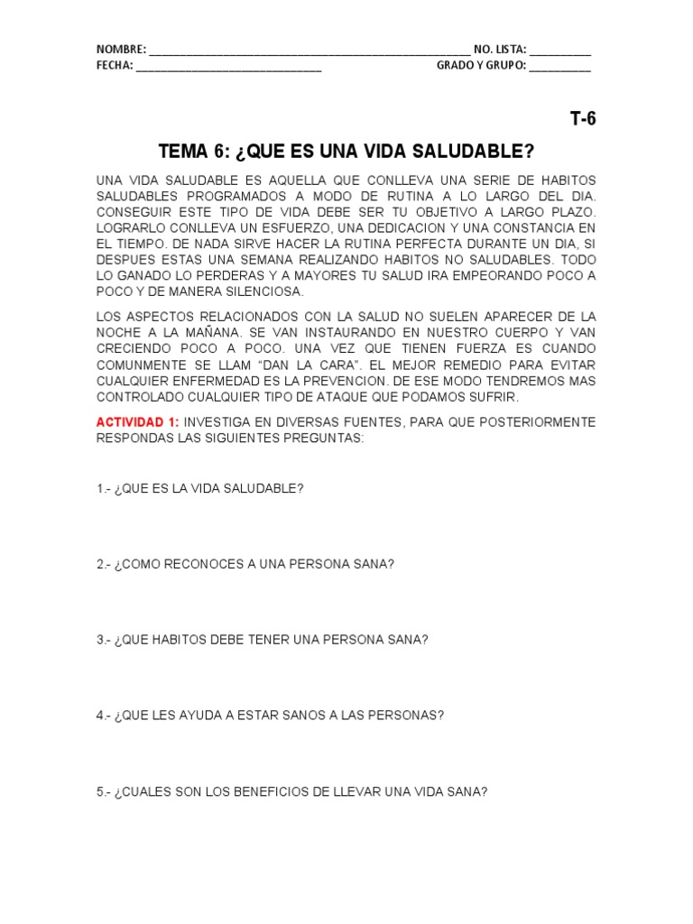 Vida Saludable 2021-2022 | PDF