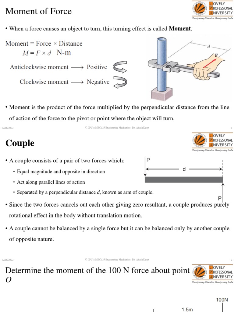 Moments | PDF | Force | Torque
